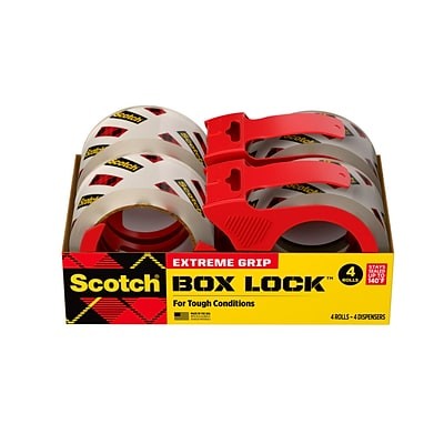 Scotch Box Lock Shipping Packing Tape with Refillable Dispensers, 1.88 ...