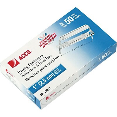 ACCO Premium Prong Fasteners, Complete Set, 1 Capacity, Silver 50/Box ...