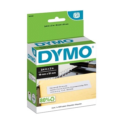 DYMO LabelWriter 30330 Return Address Labels, 2 x 3/4, Black on White ...