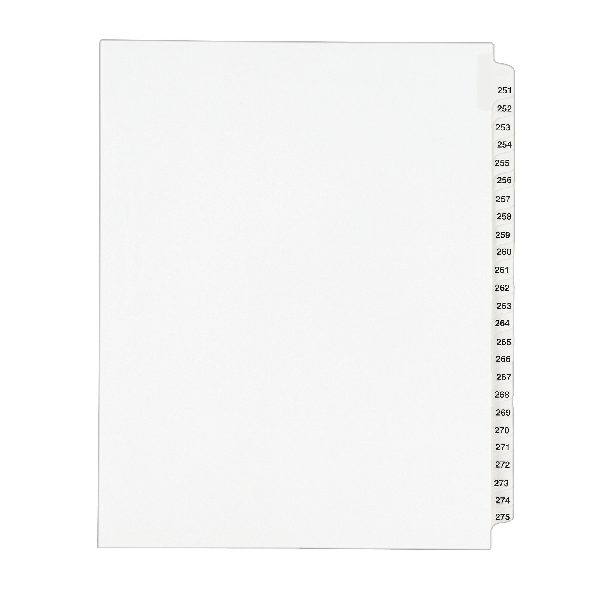 Avery Legal Pre-Printed Paper Divider Collated Set, 251-275 Tabs, White ...