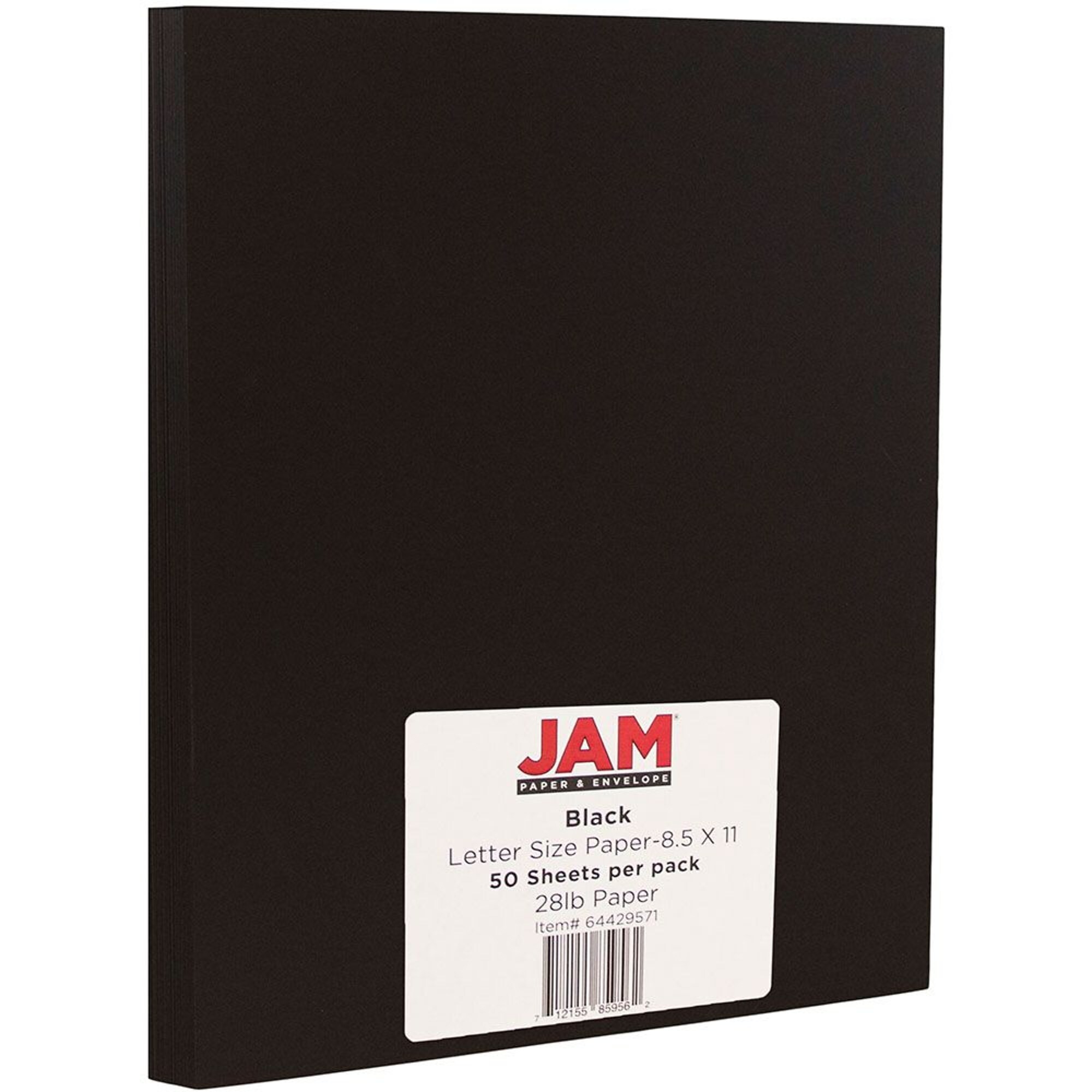 JAM Paper 28 lb. Colored Paper, 8.5 x 11, Black, 50 Sheets/Pack ...