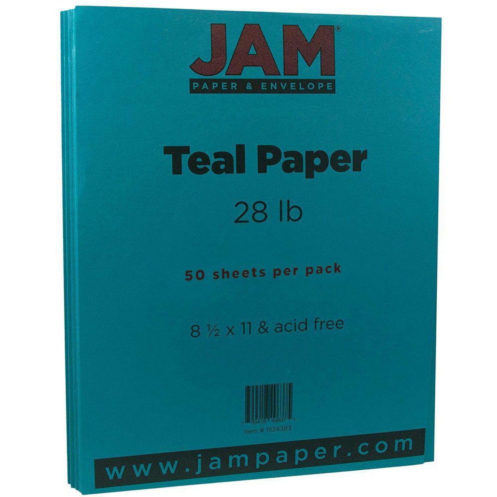 JAM Paper Matte Colored 8.5 x 11 Copy Paper, 28 lbs, Teal, 50 Sheets ...
