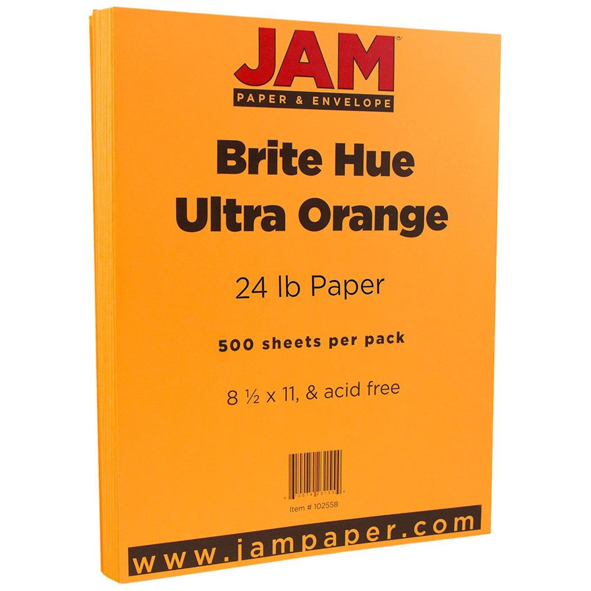 JAM Paper Smooth Colored 8.5 x 11 Copy Paper, 24 lbs, Ultra Orange, 500 ...