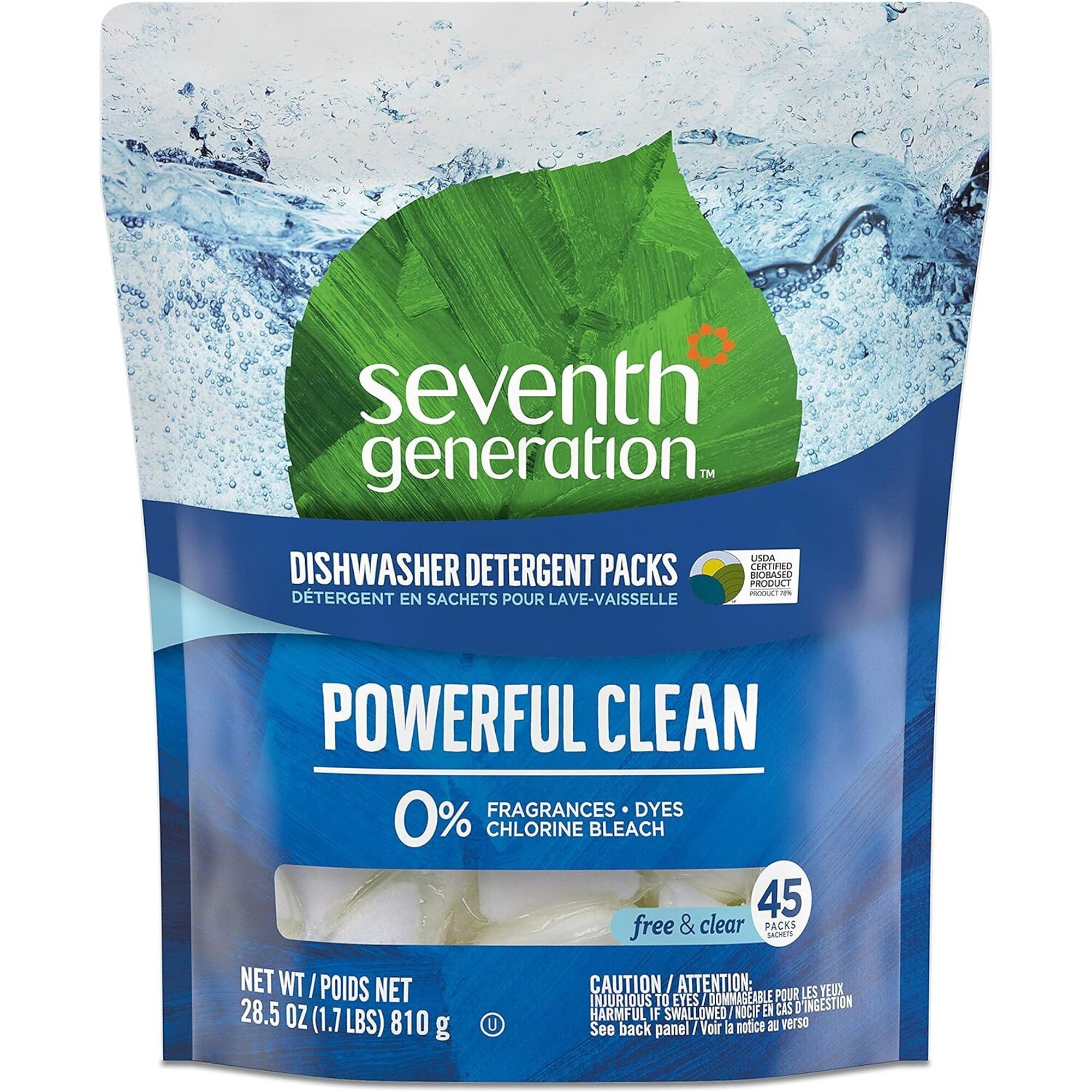 Seventh Generation Natural Automatic Dishwasher Detergent Packs, Free ...