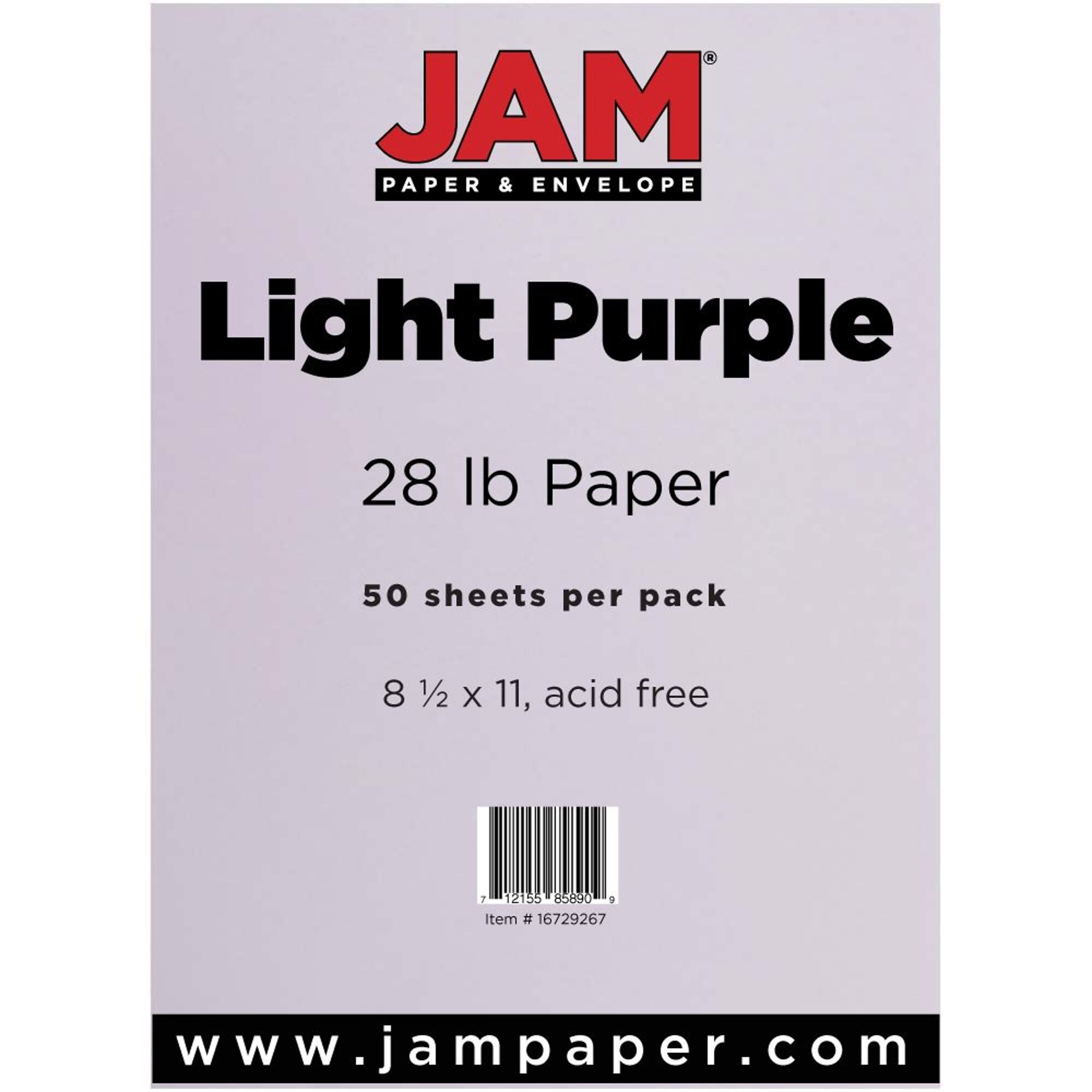 JAM Paper Matte 8.5 x 11 Color Copy Paper, 28 lbs, Light Purple, 50 ...