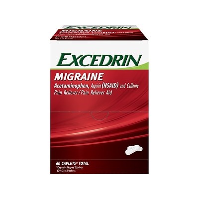 Excedrin Migraine 250mg Acetaminophen Caplet, 2/Packet, 30 Packets/Box ...