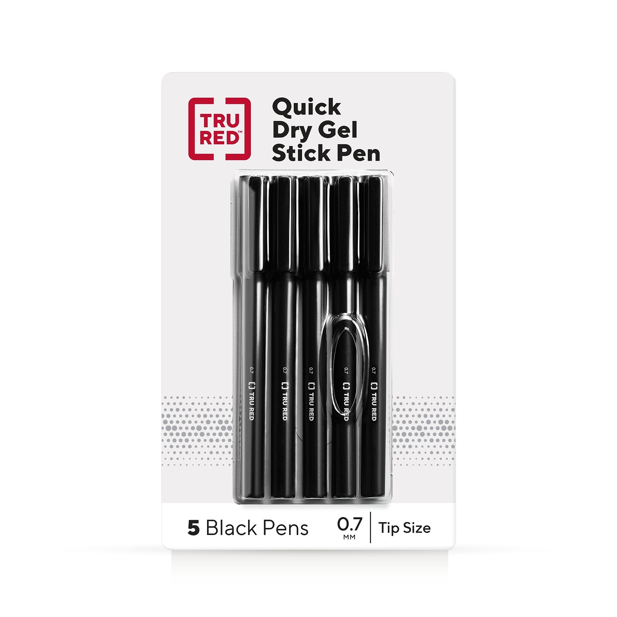 TRU RED Quick Dry Gel Pens, Medium Point, 0.7mm, Black, 5/Pack (TR54476 ...