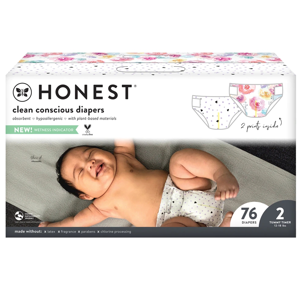 The Honest Company Club Box Diapers Size 2 Young at Heart - Rose ...