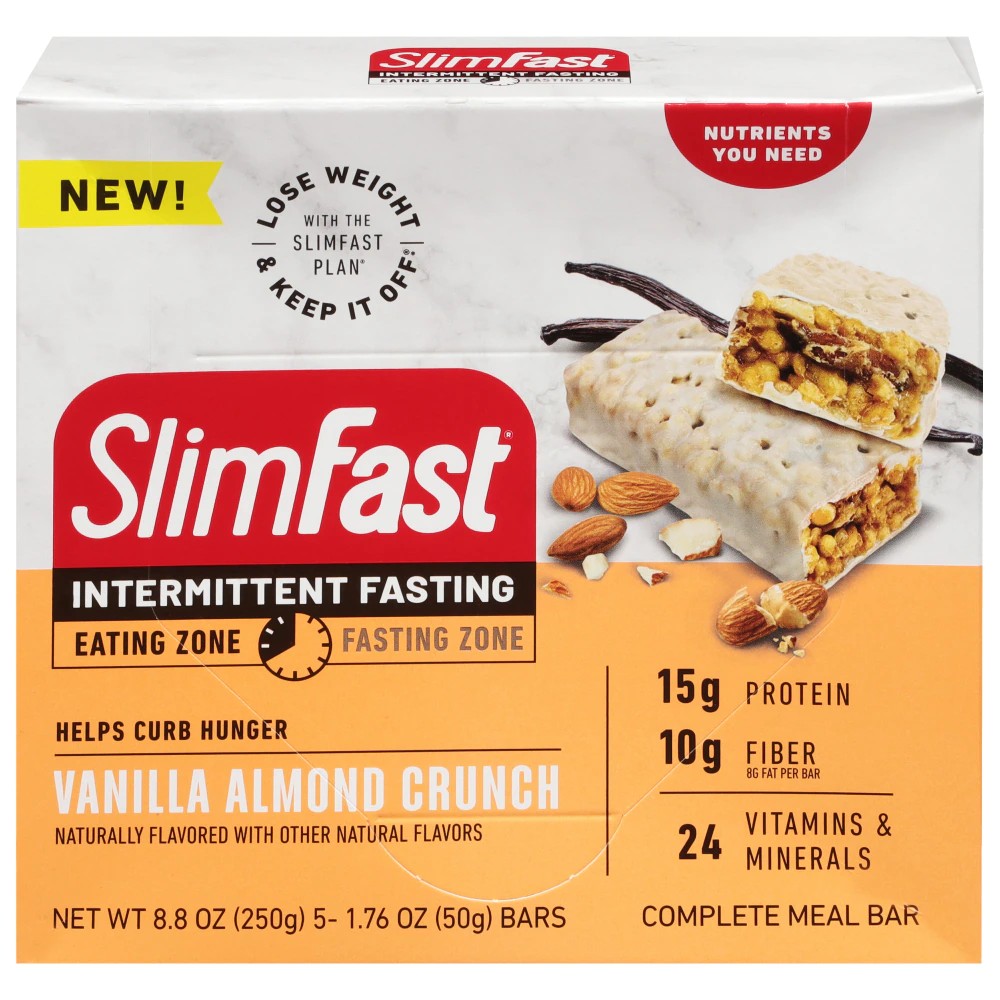 SlimFast Intermittent Fasting Complete Meal Bars Vanilla Almond Crunch ...