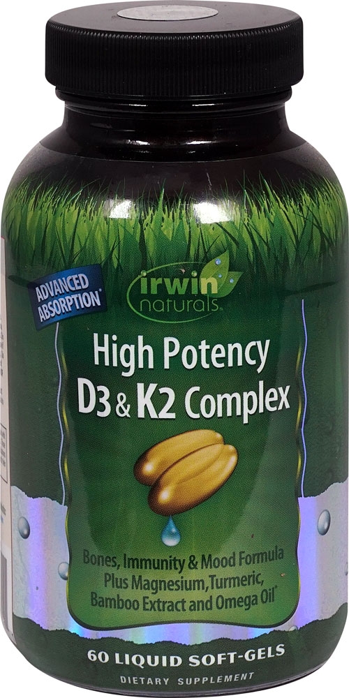High Potency Mega D3 & K2 + Turmeric Extract -- 60 Liquid Softgels Best ...