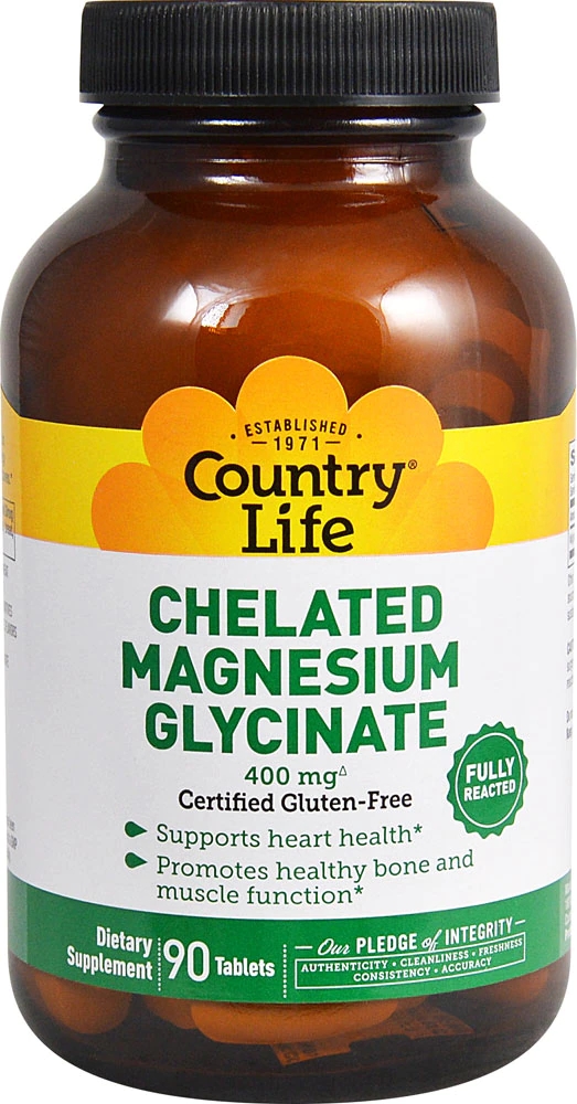 Country Life Chelated Magnesium Glycinate 400 mg - 90 Tablets ...