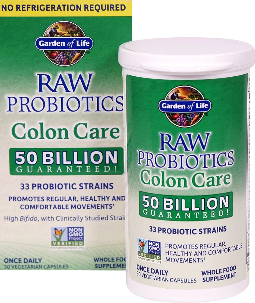 Garden of Life Raw Probiotics Colon Care 50 billion CFU - 30 Vegetarian ...