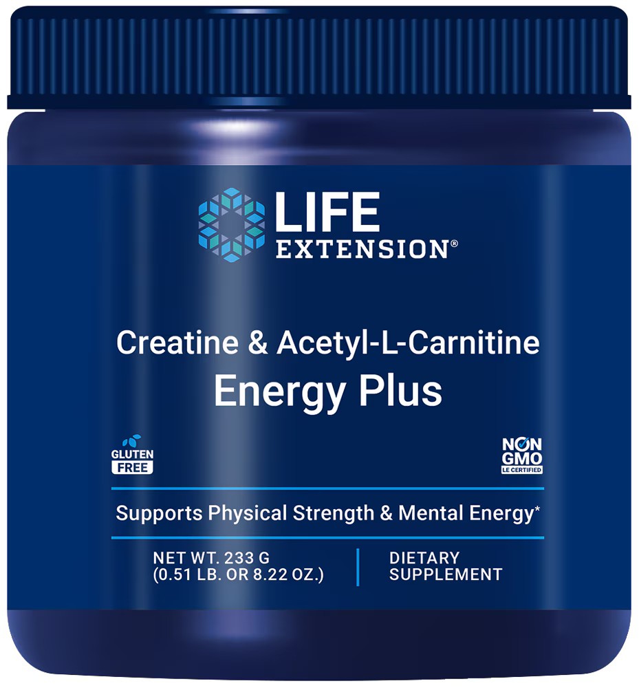 Life Extension Creatine & Acetyl-L-Carnitine Energy Plus 30 Servings ...