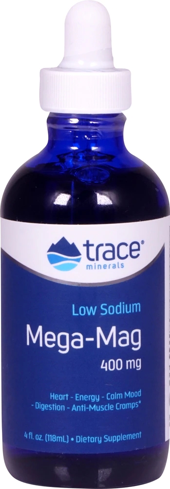 Trace Minerals Research Mega-Mag Liquid Magnesium Low Sodium 400 mg - 4 ...