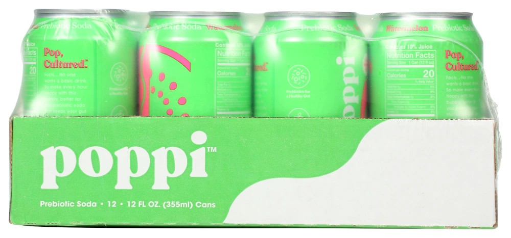 Poppi Prebiotic Soda Watermelon 12 fl oz Each / Pack of 12 Best Deals ...