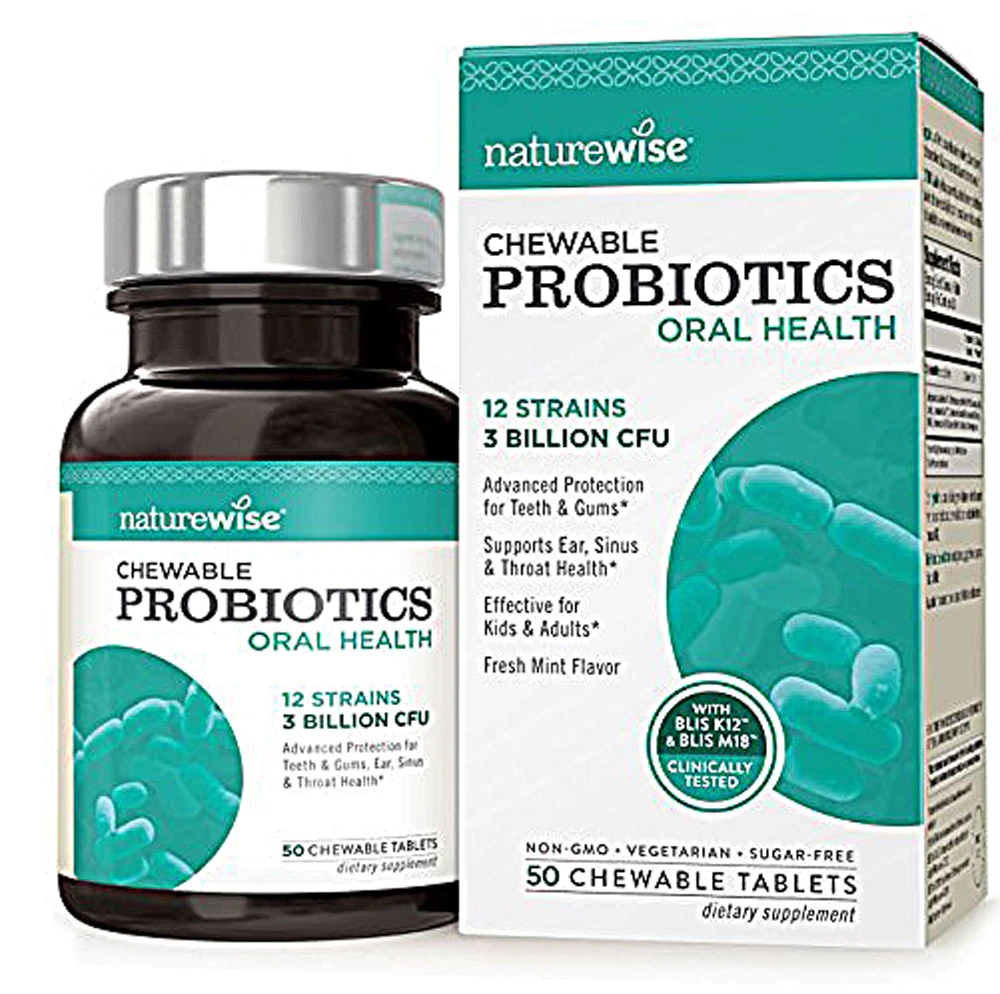 Naturewise Time Release Probiotics Oral Health Fresh Mint 3 Billion Cfu
