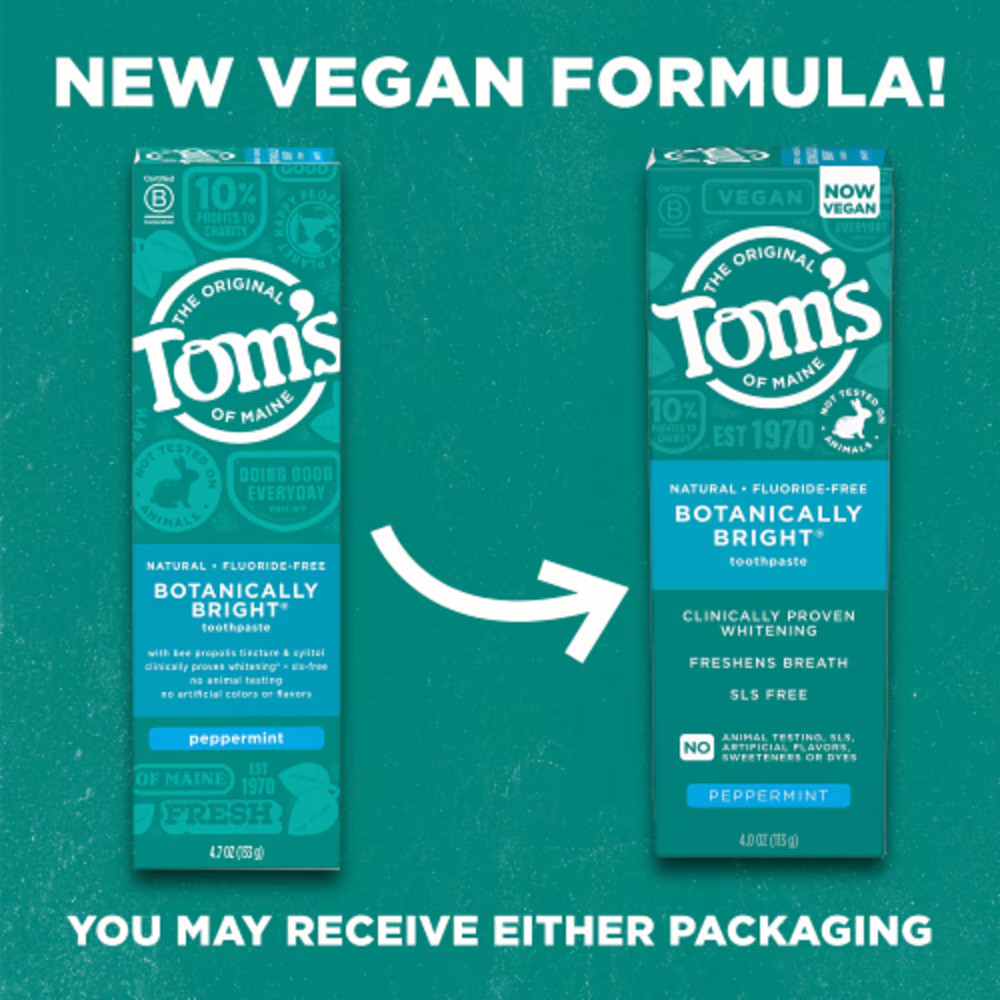 Botanically Bright Toothpaste Fluoride Free Peppermint -- 4 oz Best ...