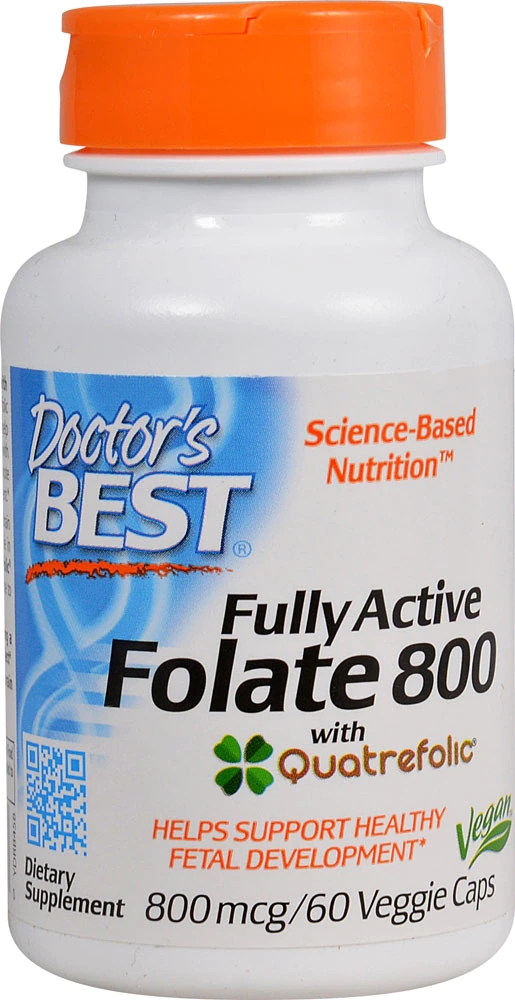 Doctor's Best Fully Active Folate 800 with Quatrefolic 800 mcg - 60 ...
