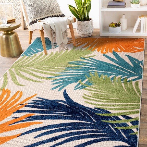 Amalfi Contemporary Tropical Floral Indoor/Outdoor Area Rug 5' x 7 ...