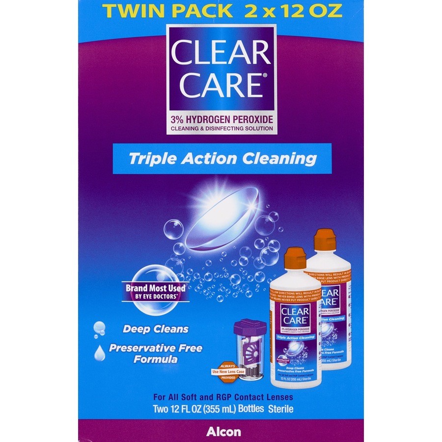 Clear Care Cleaning and Disinfecting Solution for Contact Lenses, 12 fl oz, Twin Pack - 12 oz ...