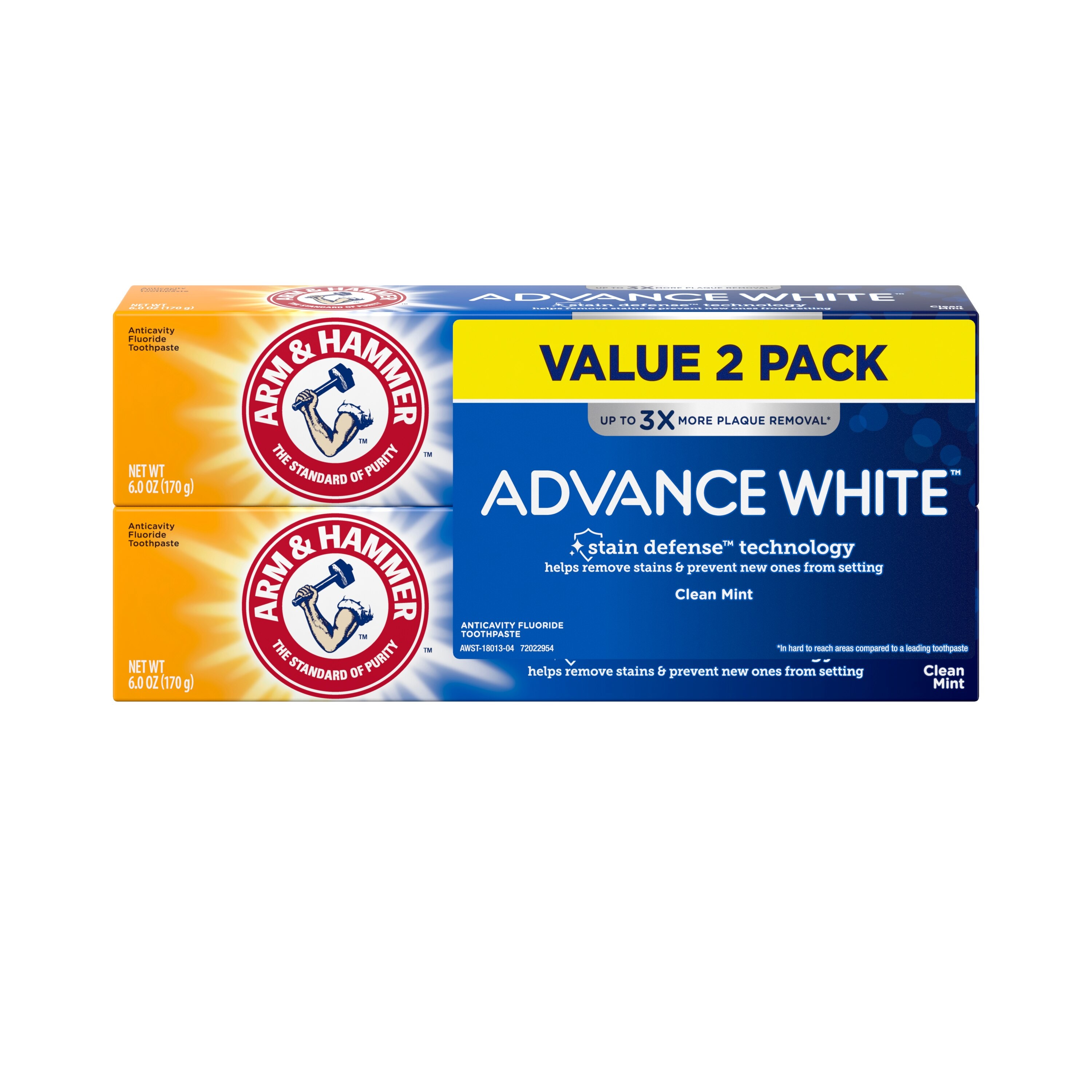 Arm and Hammer Advance White Anticavity Fluoride Toothpaste, Clean Mint ...