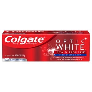 Colgate Optic White Stain Fighter with Baking Soda Toothpaste, Stain ...