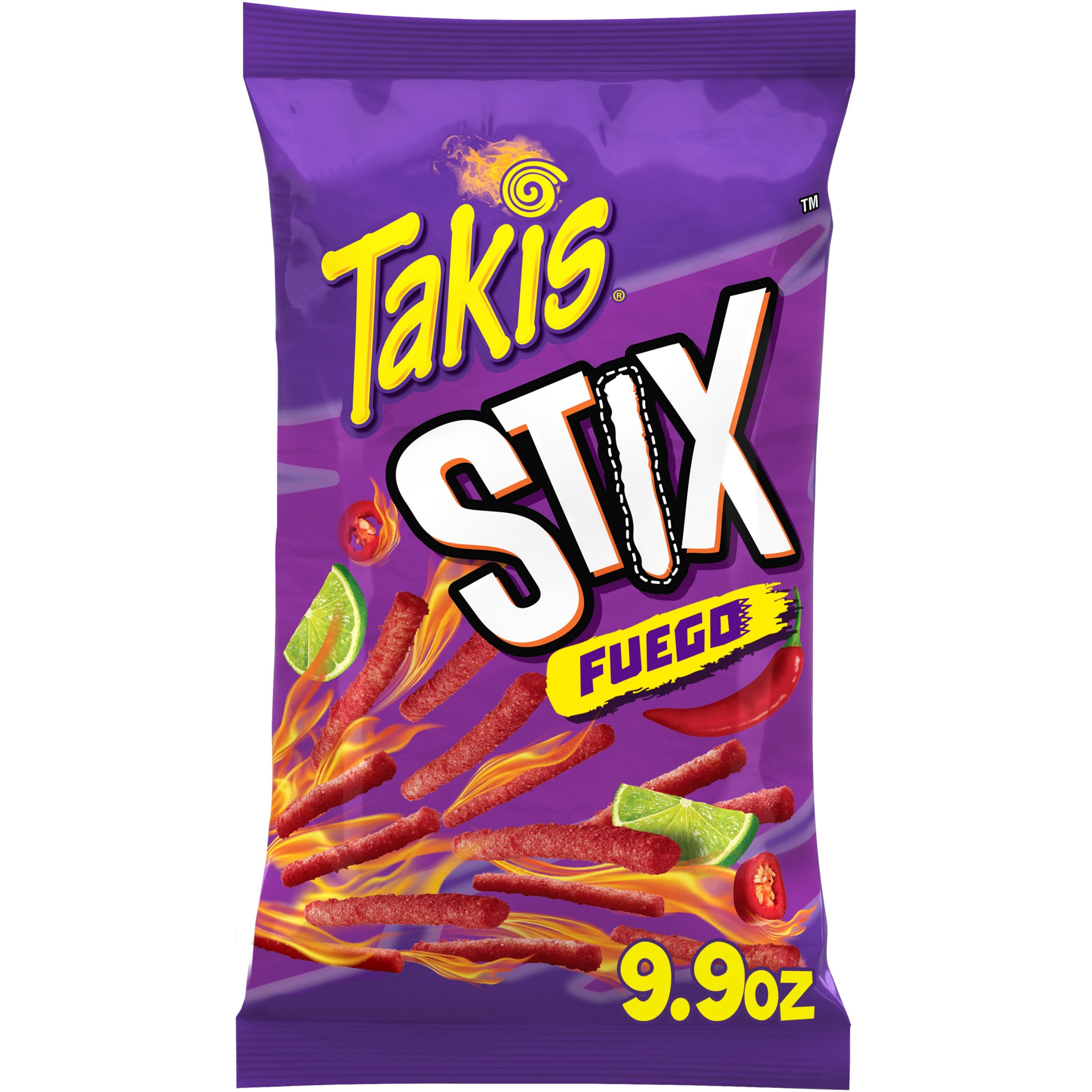 Takis Fuego Stix Hot Chili Pepper & Lime Flavored Spicy Corn Chips, 9.9 ...