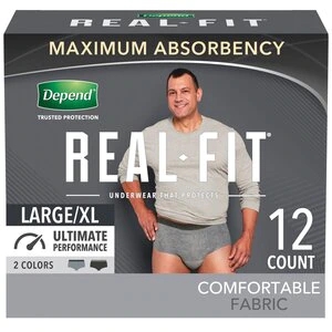 Depend Real Fit Incontinence Underwear for Men, Maximum Absorbency, L ...