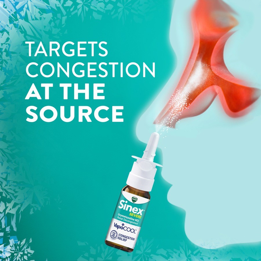 Vicks Sinex SEVERE Ultra Fine Nasal Mist with VapoCOOL, 0.5 OZ Best ...