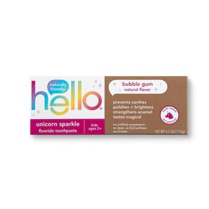hello Kids Unicorn Sparkle Fluoride Toothpaste, Natural Bubble Gum ...