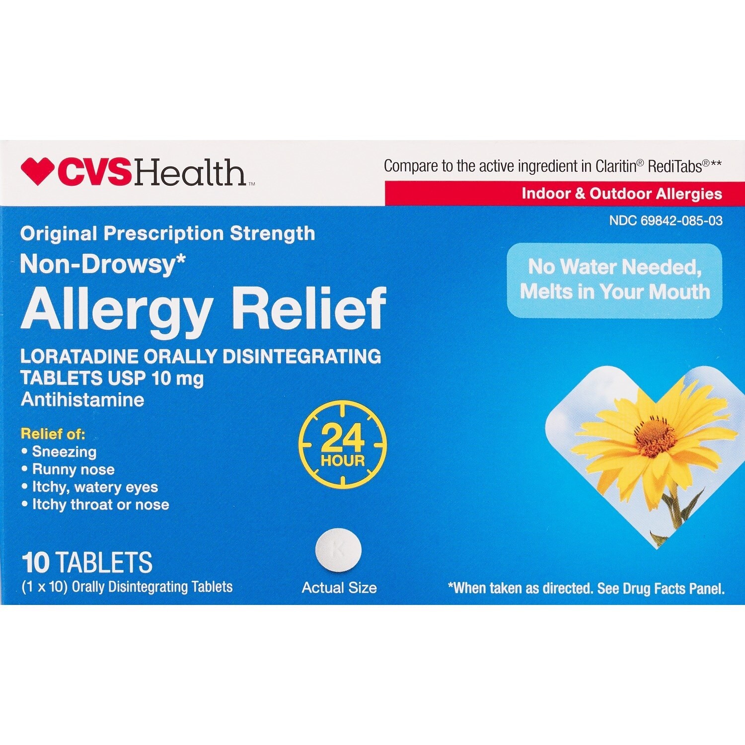 CVS 24HR Allergy Relief Loratadine Orally Disintegrating Tablets, 10 CT ...