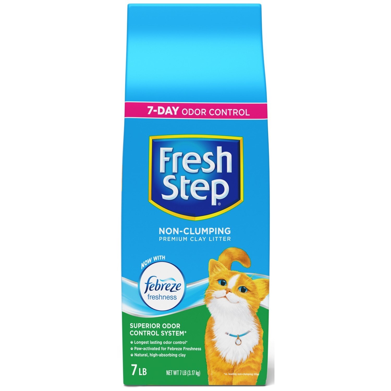 Fresh Step Non-Clumping Premium Clay Litter, Febreze Freshness, 7 lbs ...
