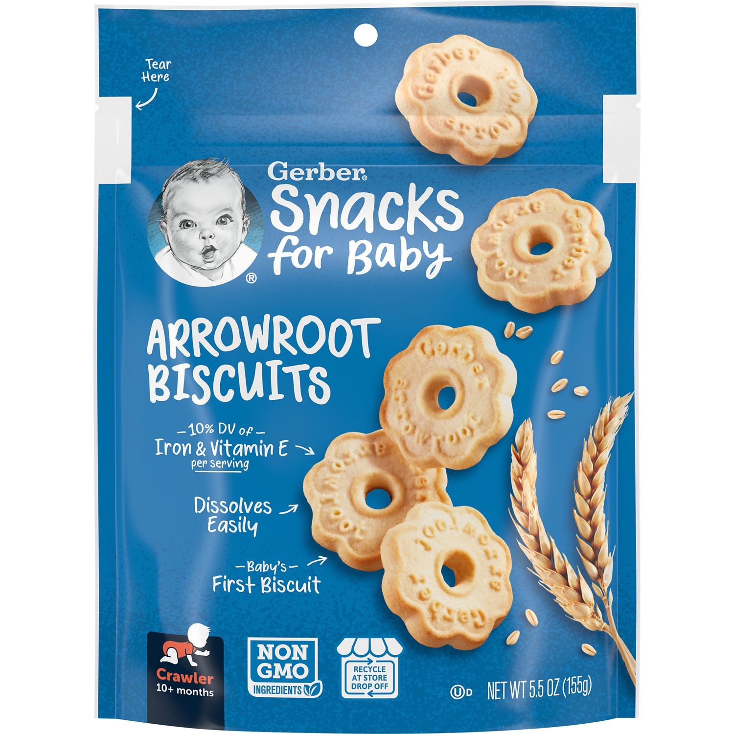 Gerber Snacks for Baby Biscuits, Arrowroot, 5.5 OZ Deals and Price ...