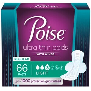 Depend Poise Ultra Thin Incontinence Pads for Women, with Wings ...