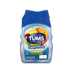 TUMS Antacid Chewable Tablets, Smoothies Assorted Fruit for Heartburn ...