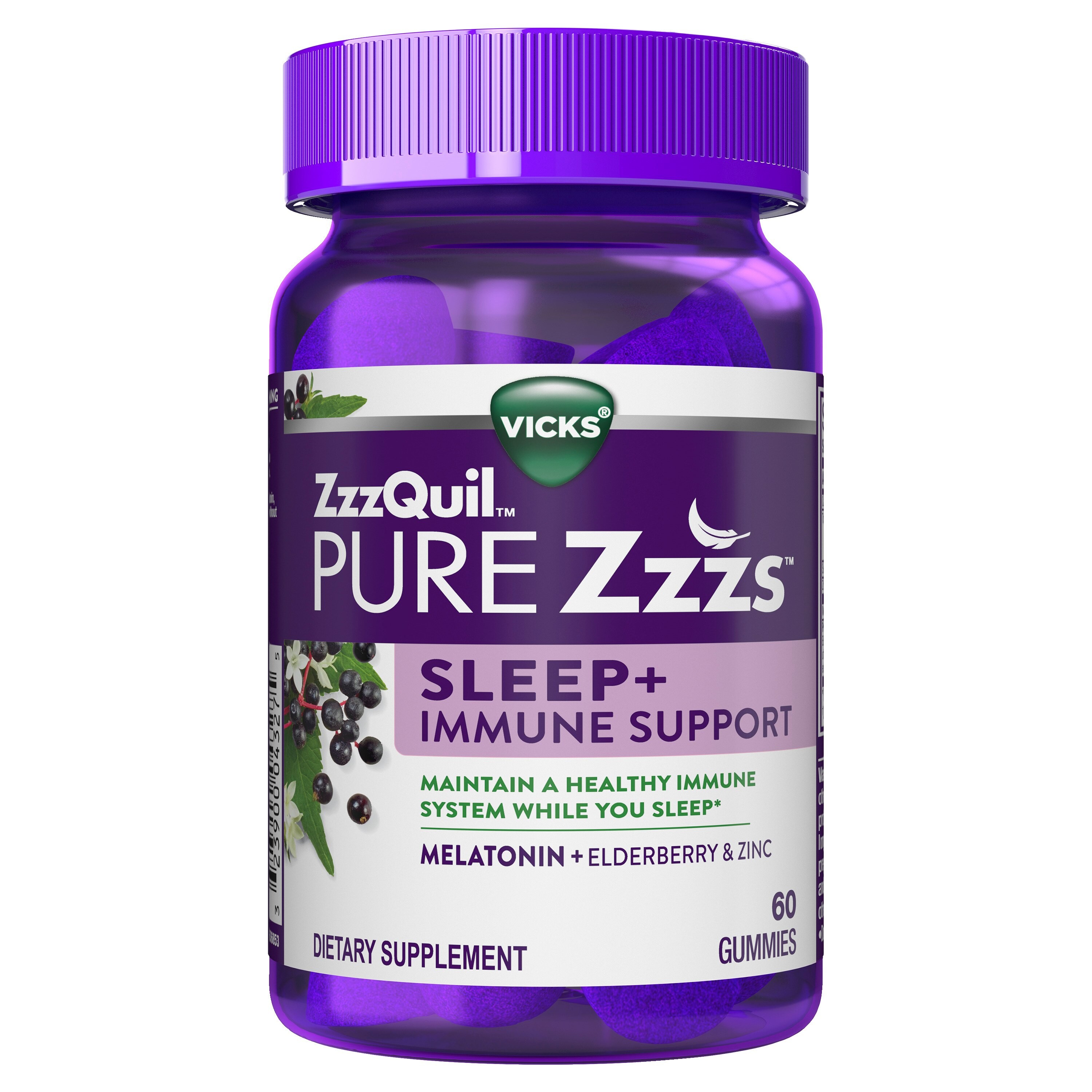 ZzzQuil PURE Zzzs Sleep + Immune Support Melatonin Sleep Aid Gummies ...