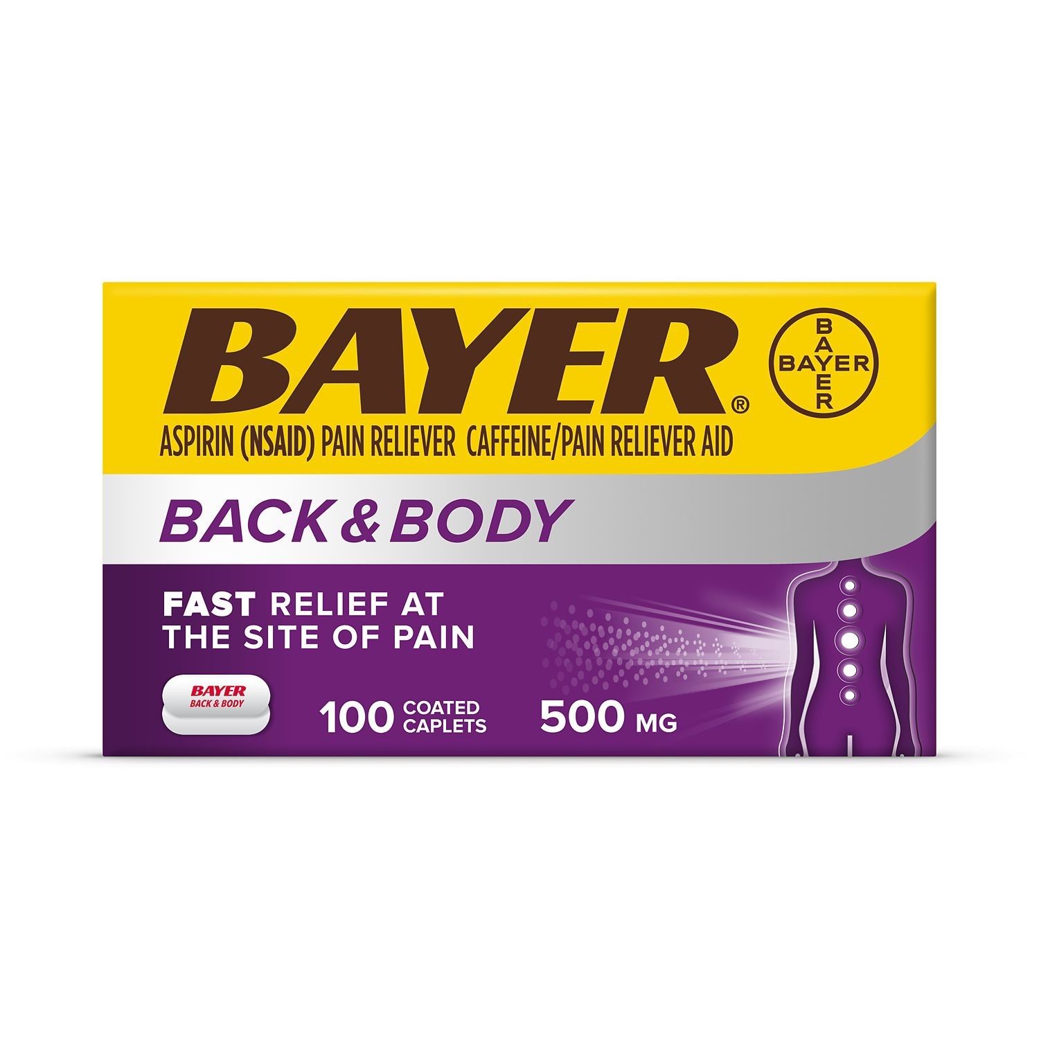 Bayer Back & Body Extra Strength Aspirin, 500mg Coated Tablets, Fast ...