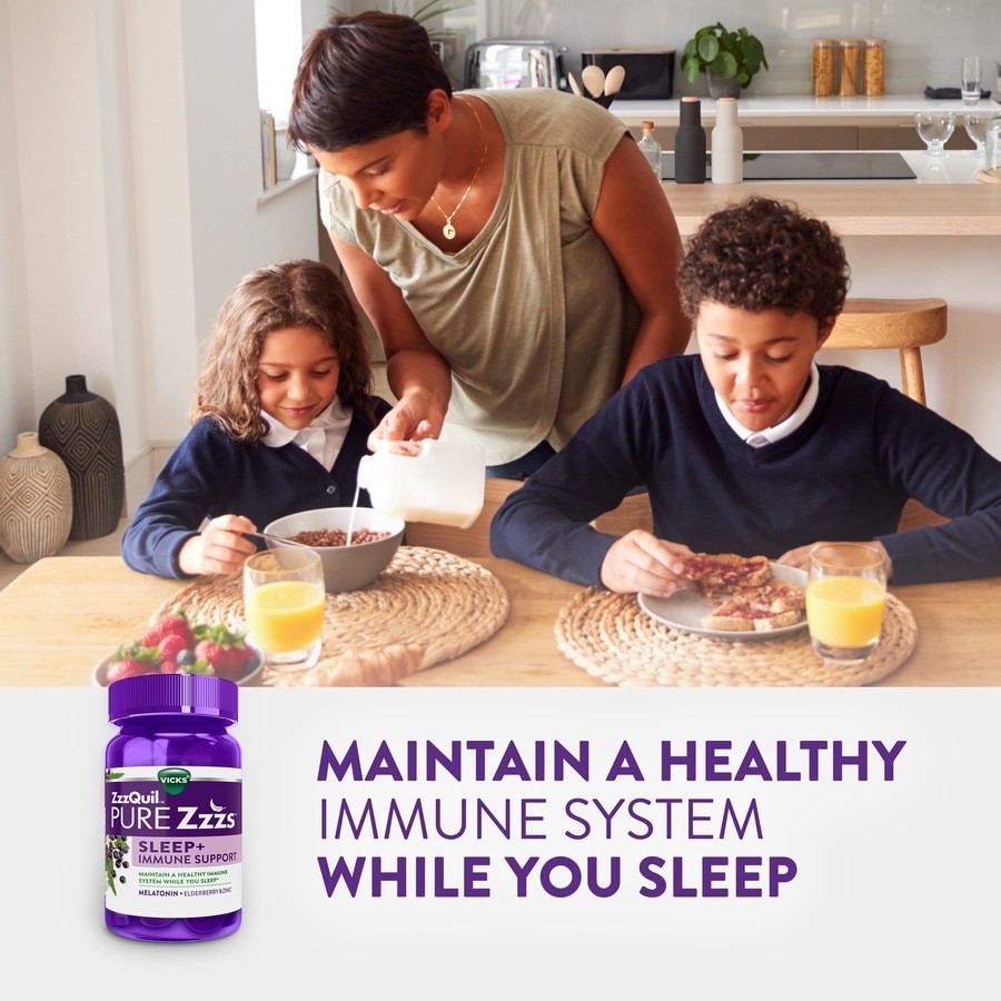 ZzzQuil PURE Zzzs Sleep + Immune Support Melatonin Sleep Aid Gummies ...