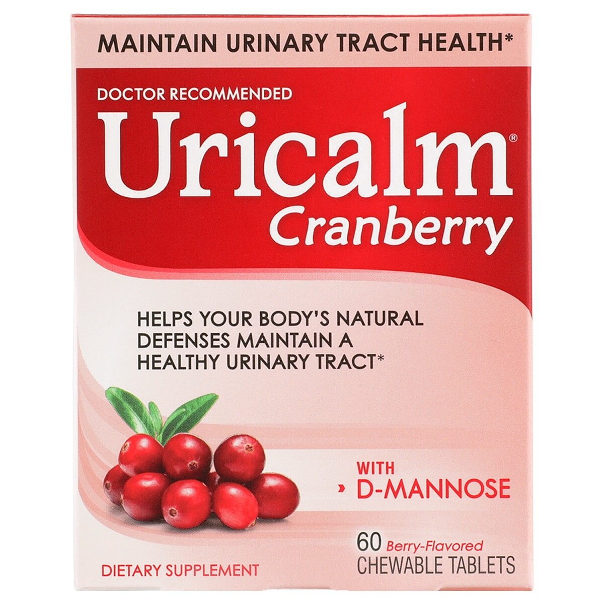 Uricalm Cranberry Daily Dietary Supplement Chewable Tablets, 60 CT Die ...