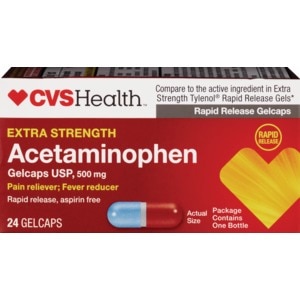 CVS Health Extra Strength Acetaminophen Gelcaps 500 mg, 24 ct ...