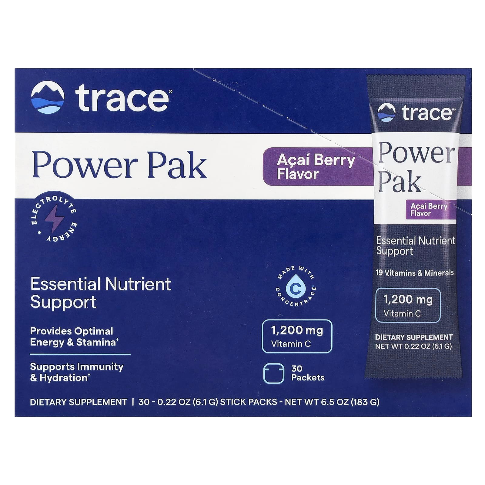 Trace, Power Pak, Acai Berry, 30 Stick Packets, 0.22 oz (6.1 g) Each ...