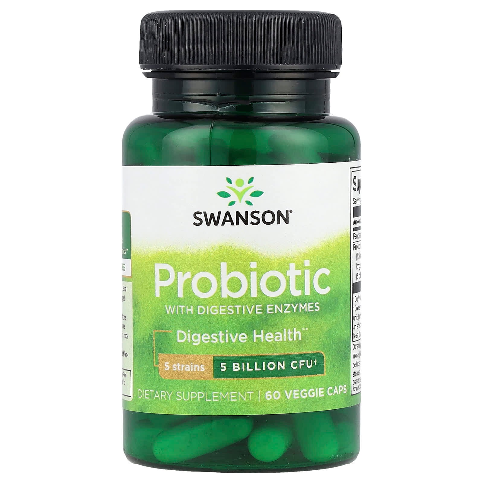 Swanson, Probiotic with Digestive Enzymes, 5 Billion CFU, 60 Veggie ...