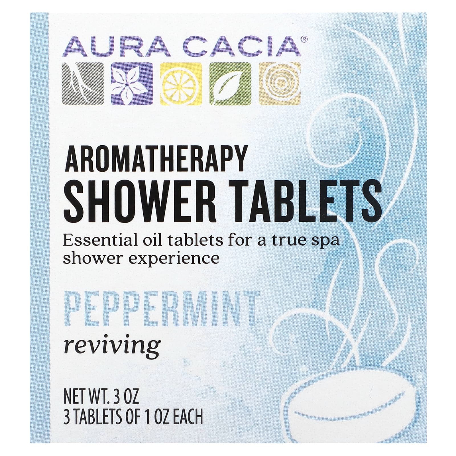 Aura Cacia, Aromatherapy Shower Tablets, Reviving Peppermint, 3 Tablets ...