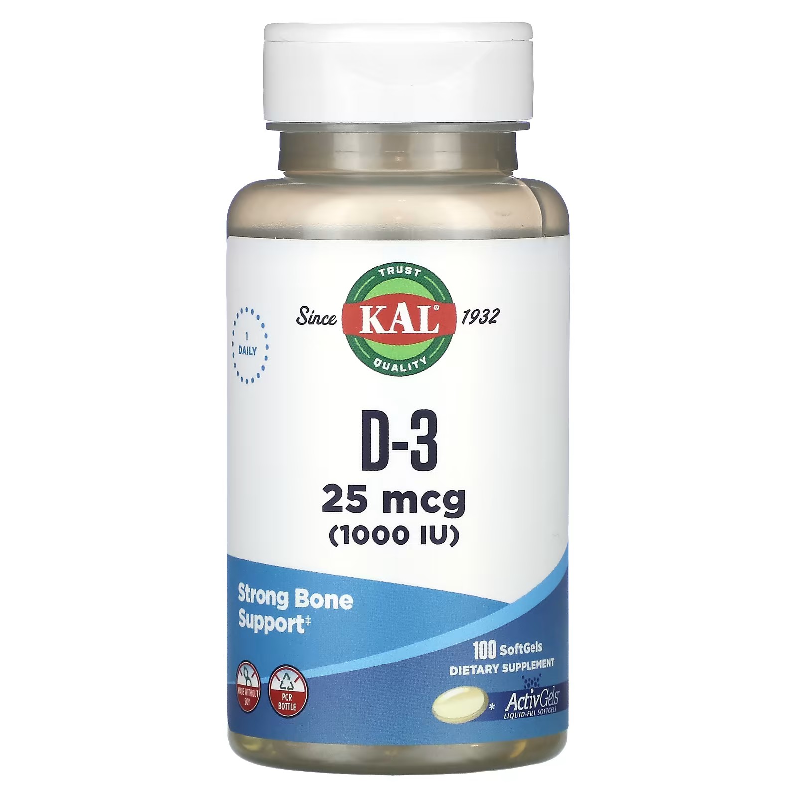 Mejores ofertas e historial de precios de KAL, D-3, 100 SoftGels en ...