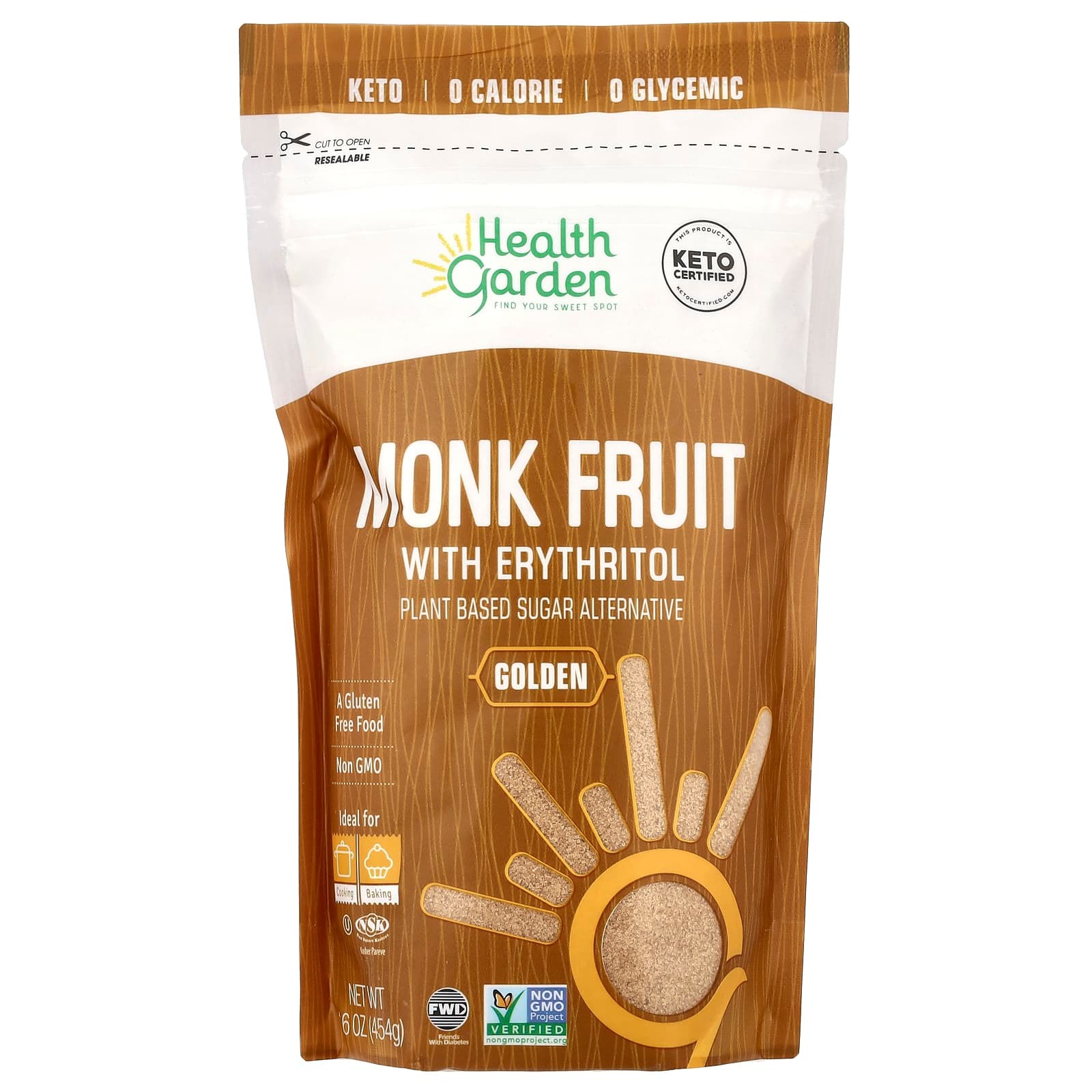 Health Garden, Monk Fruit With Erythritol, Golden, 16 oz (454 g) Deals ...