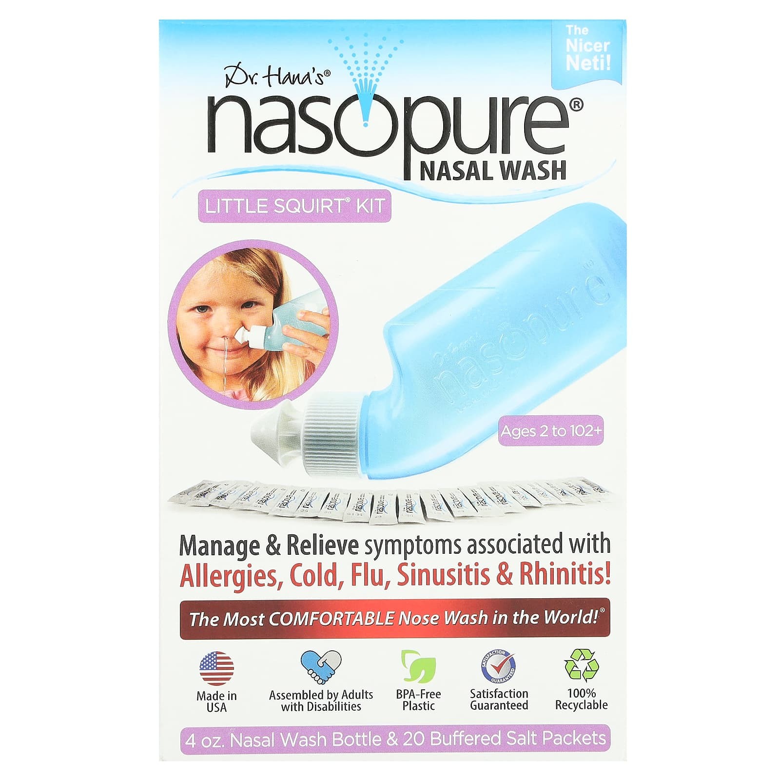 Nasopure, Nasal Wash, Little Squirt Kit, Ages 2 to 102+, 1 Kit Deals ...