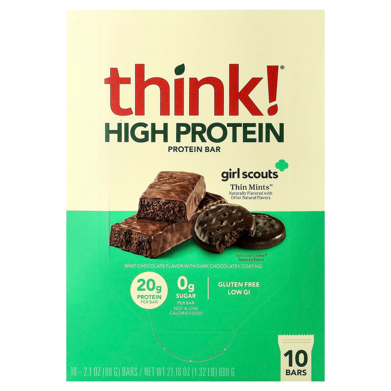 Think !, High Protein Bars, Girl Scouts Thin Mints™, 10 Bars, 2.1 oz ...
