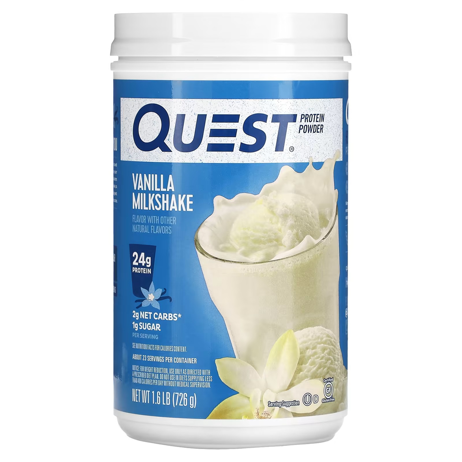 Quest Nutrition, Protein Powder, Vanilla Milkshake, 1.6 lb (726 g) Best ...