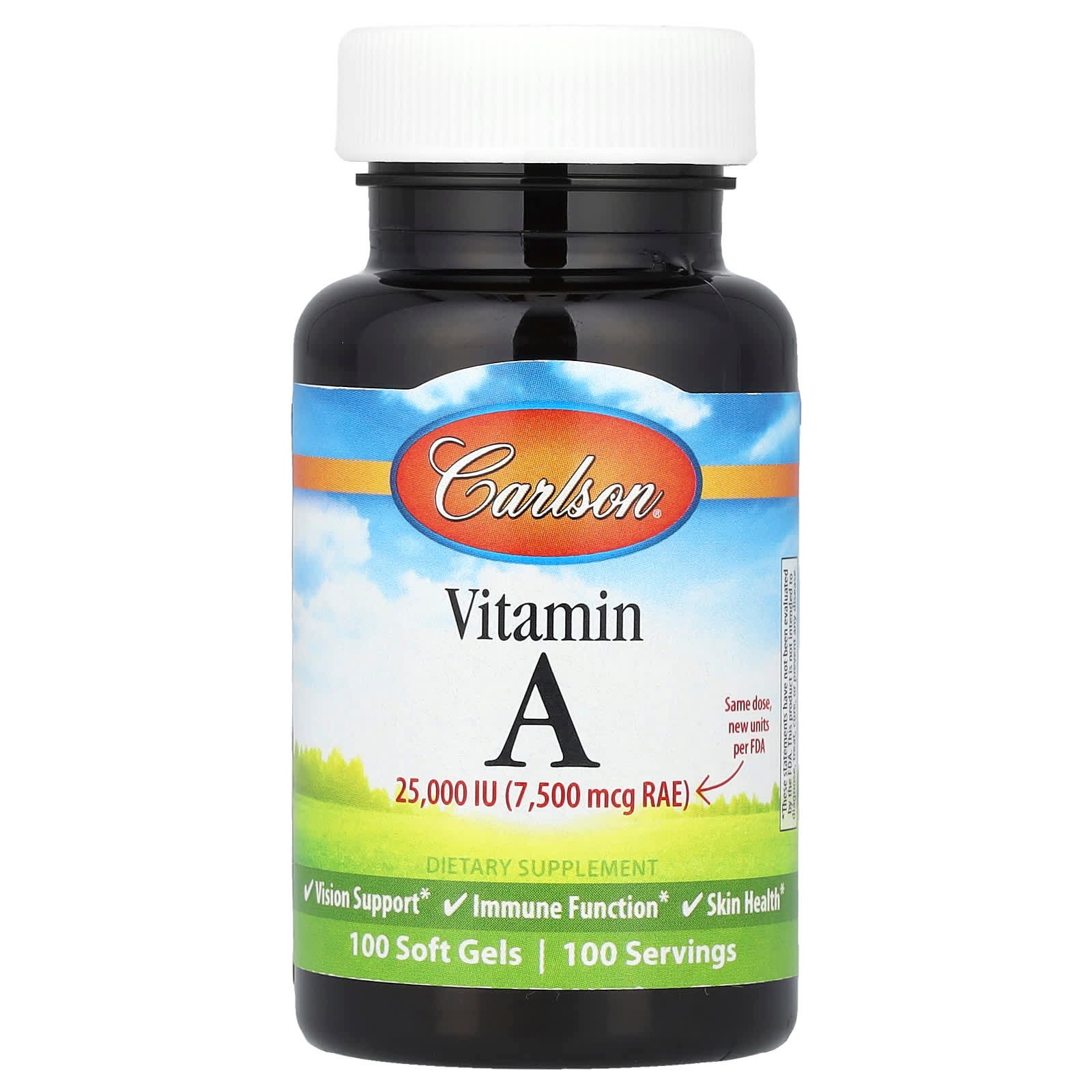 Carlson, Vitamin A, 7,500 mcg RAE (25,000 IU), 100 Soft Gels Deals and ...