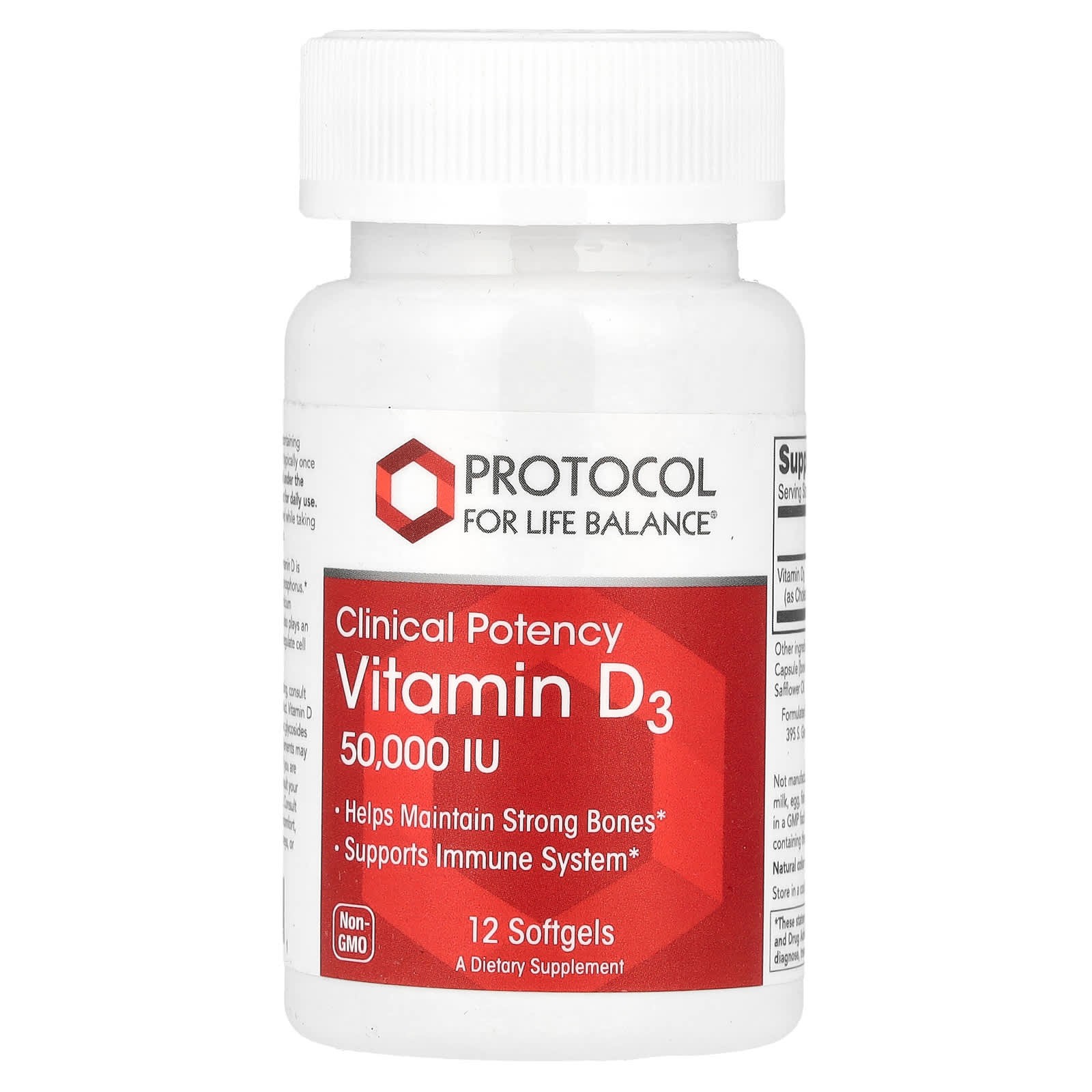 Protocol for Life Balance, Vitamin D3, Clinical Potency, 50,000 IU, 12 ...